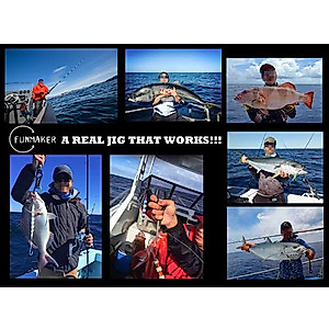 Funmaker Fishing Saltwater jigs Speed Jigging Slow Jigging Pitching Lures Vertical Jigging Artificial Lures Jigging Lure Fishing jigs Vertical Jigs Saltwater Artificial Bait (Blue- Luminous,400g)