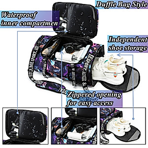 Gym Duffle Bag Backpack with Shoe Compartment,4 ways Travel Backpack for Women and Men,Multi-Functional Weekender bag with Waterproof Layer&Laptop Compartment for Fitness, Travel,Camping(Metallic)