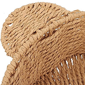 Beavorty Floating Shelves Rattan Woven Wall Shelf Hanging Storage Basket Cute Cat Shape Wall Mounted Shelves Decorative Storage Rack for Photo Frames Small Plants Home Decor