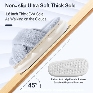 SOSUSHOE Womens Slippers House Slippers for Woman Fuzzy Slippers Platform Slippers Slippers for Women Indoor Fluffy,Grey