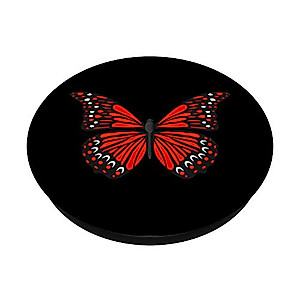 Red Butterfly Black Background PopSockets Swappable PopGrip