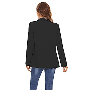 Women's Casual Blazers Long Sleeve Open Front Lapel Collar Work Office Blazers Jacket with Pockets Black