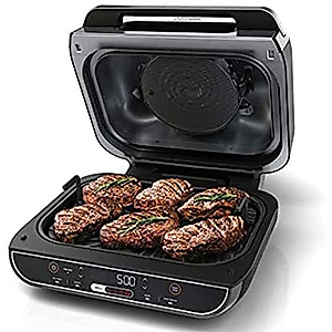 Ninja Foodi 5 In 1 Indoor Grill and Air Fryer with Surround Searing, Removable Grill Gate, Crisper Basket, Cooking Pot, and Smoke Control System