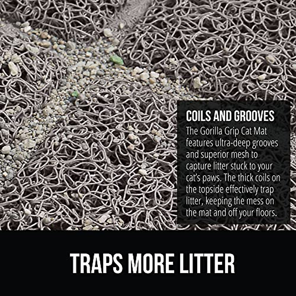 The Original Gorilla Grip 100% Waterproof Cat Litter Box Trapping Mat, Easy Clean, Textured Backing, Traps Mess for Cleaner Floors, Less Waste, Stays in Place for Cats, Soft on Paws, 35x23 Gray