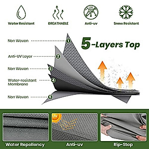 XGear Outdoors 6 Layers Pop Up Folding Camper Cover RV Covers, Fits 12' - 14' Trailer Camper, Grey