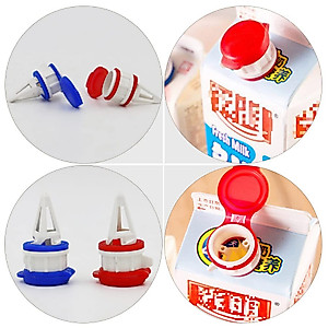 HEMOTON Box Drinks Spout Pourer, 4Pcs Liquor Pourers Wide Mouth Juice Milk Bottle Splitter Beverage Changeover Caps for Home Kitchen Jelly Coffee Water Bag Red Blue