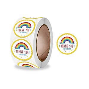 Thank You Stickers Small Business - 1 Inch Round Adhesive Labels - Roll of 500 (Rainbow - Thank You for Your Order)
