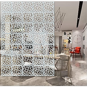 BMIDRUT White Hanging Room Divider,12 Pieces Wood-Plastic DIY Panel Screens Partition Wall Dividers Room Decoration with All Accessories 11.4x11.4 Inch