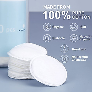 MSQ Cotton Rounds (300 Count), Makeup Remover Pads, Face Cotton Pads, Facial Cleansing Round Cotton Pads, Lint-Free