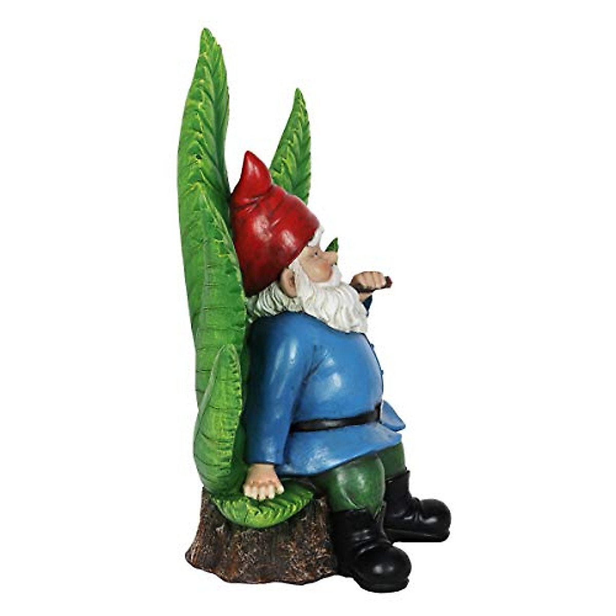 Exhart Smoking Garden Gnome Statue with LED Light-Up Pot Leaf, Battery Powered Timer, Durable Resin Outdoor Decor, Funny Gnomes Yard Art, 11 x 6 x 12 Inch