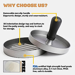 LISOS Burger Press 100 Patty Papers Set I Non-Stick Hamburger Patty Maker Mold Ring for Beef Veggie Burger BBQ Barbecue Grill BPA Free Dishwasher Safe