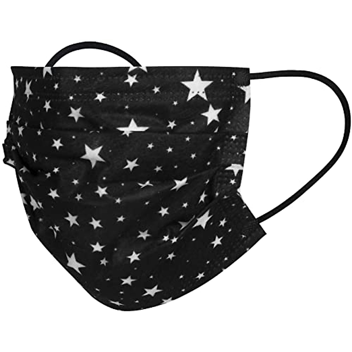 100 Pack Stars Individually Wrapped Disposable Face Mask, 3-Ply Non-woven Pattern Breathable Protective Face Masks,Black and White Disposable Mask，Product Mouth and Nose Cover for Adults