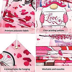 Large Valentine's Day Backdrop Banner, Valentines Wall Gnome Love Heart Tree Backdrop, Happy Valentines Day Banner for Valentine Party Supplies Wedding Propose Marriage Decoration (72.8 * 43.3Inchs).