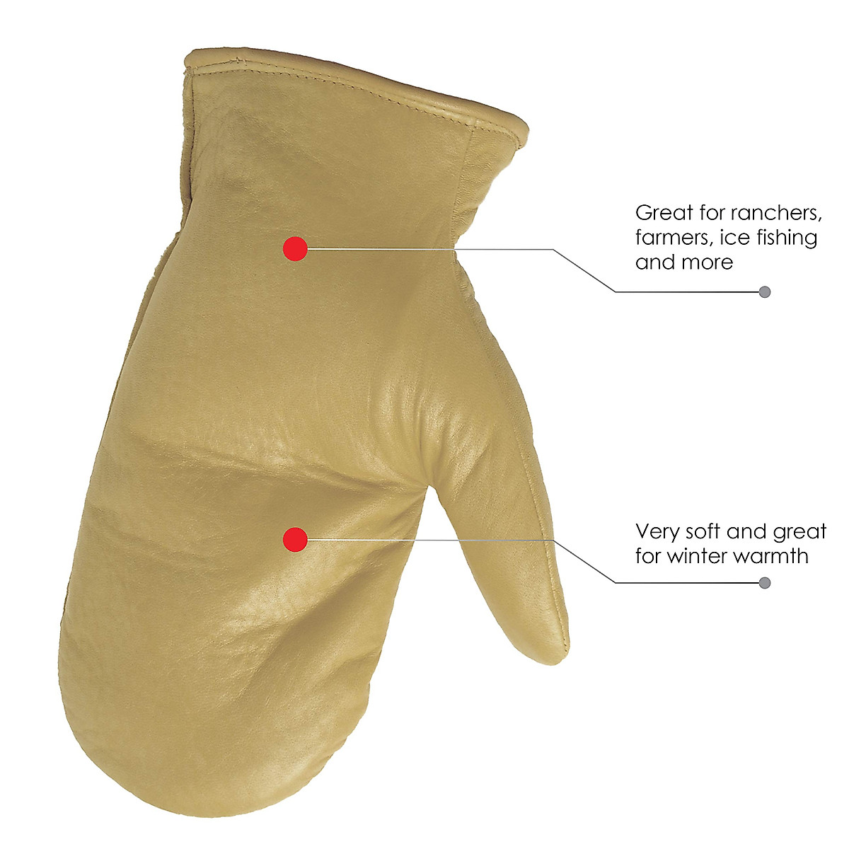 Illinois Glove Company Winter 3M Thinsulate™ Lined Premium Leather Chopper Mittens Style 501 (2X-Large)