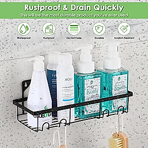 4-Pack Shower Caddy Shelf with Soap Holder, No Drilling Traceless Adhesive Shower Wall Shelves with Hooks, Rustproof Bathroom Shower Storage Organizer