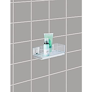 WENKO Vacuum-Loc Wall Shelf Quadro, Stainless steel, Silver Shiny, 25.5 x 14 x 8.5 cm