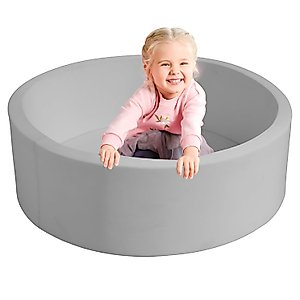 TRENDBOX Foam Ball Pit, 36" x 12" Indoor Soft Round Ball Pool Playpen (No Balls) Ideal Gift Toy for Kids and Toddler Children - Light Gray