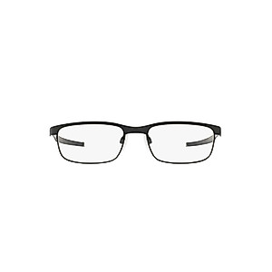 Oakley Men's Ox3222 Steel Plate Rectangular Prescription Eyeglass Frames, Powder Coal/Demo Lens, 52 mm