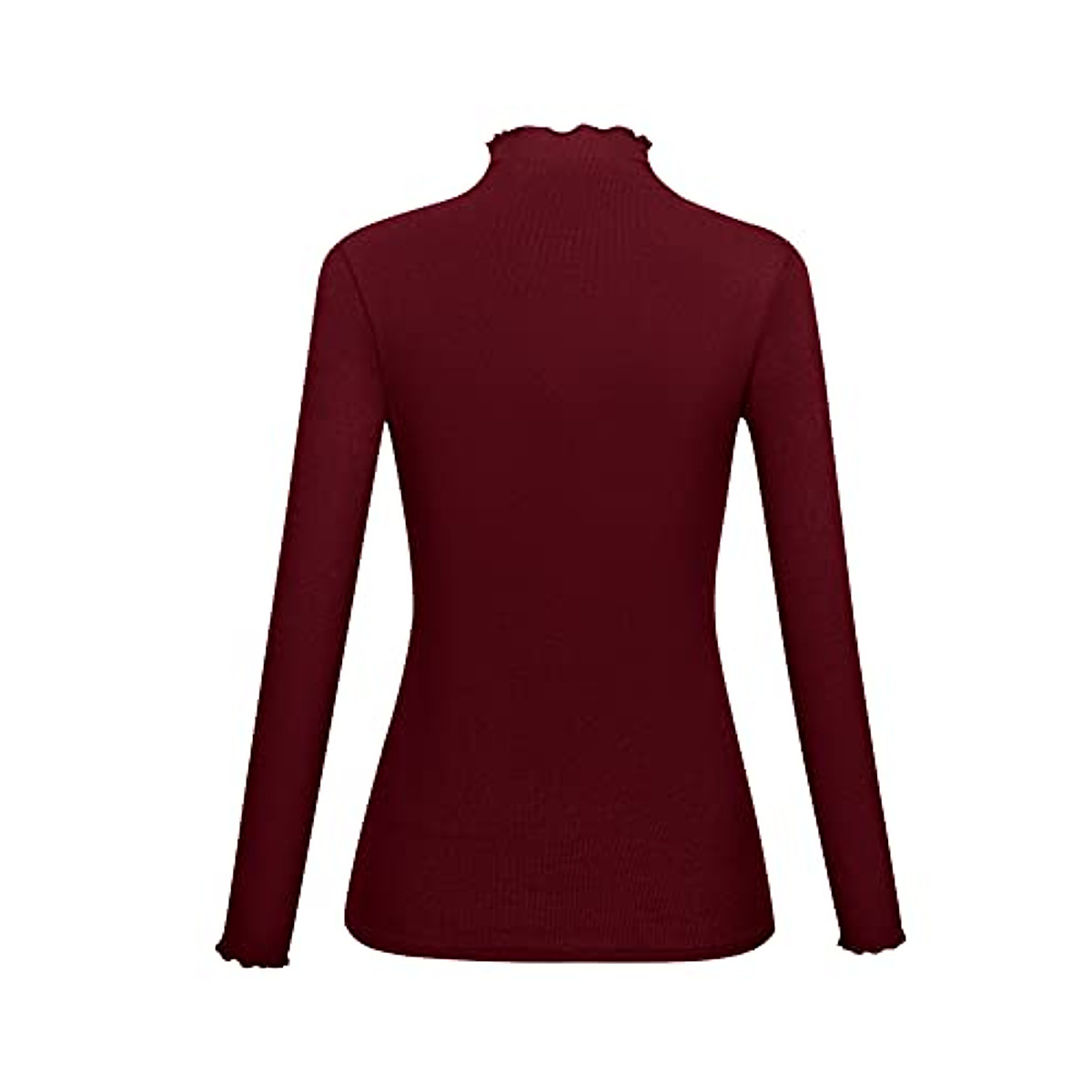 Turtleneck Long Sleeve for Women Work Lettuce Trim Y2k Clothing Under Scrub Shirts Red Small