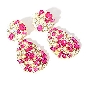 KELMALL Sparkly Rhinestone Chandelier Waterdrop Dangle Earrings for Women - Elegant Crystal Teardrop Statement Jewelry