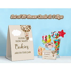 Hot Air Balloon Shower Game,Guess How Many Cookies,Baby Shower Games,Wedding Shower Game,Baby Shower Decorations Gender Neutral,Bridal Shower Decoration,Birthday Party Game,50 guess Cards & 1 Sign-8