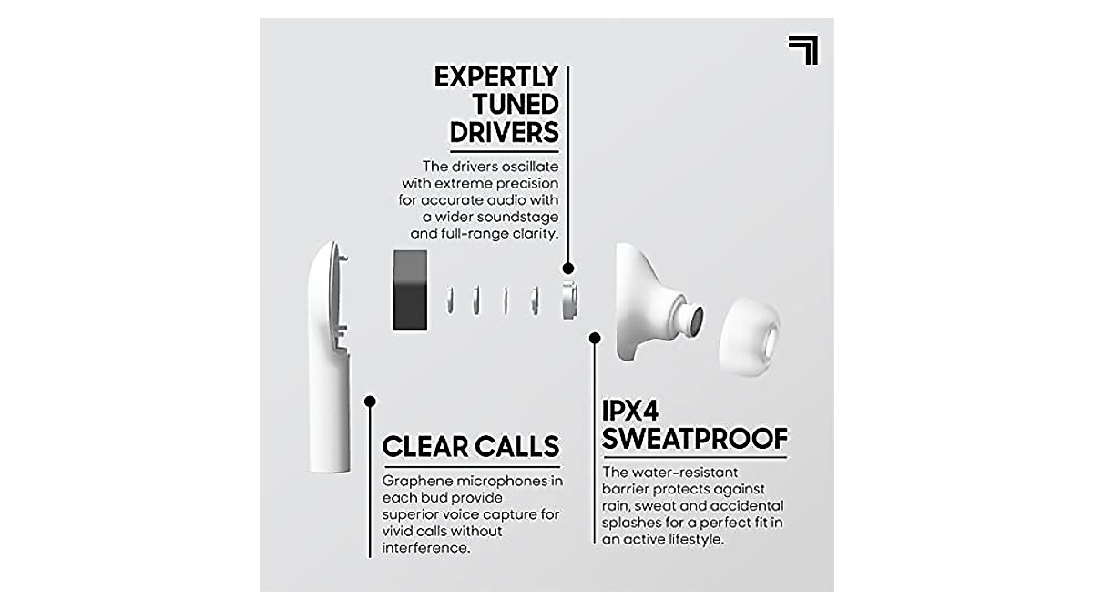 Sharper Image Soundhaven Wireless Earbuds with Qi Charging & 16H Playtime