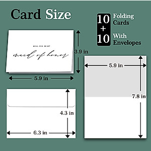 TQDaiker 10 Packs Will You Be My Bridesmaid Cards, 2 Matron of Honor 2 Maid of Honor Card, 6 Bridesmaid Cards, Bridesmaid Invitation Card Set of 10, Bridesmaid Proposal Wedding Card, White and Black