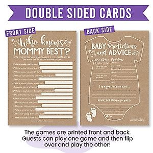 50 Rustic Who Knows Mommy Best, Baby Prediction and Advice Cards etc, 25 Guess How Many Cards - 6 Double Sided Cards Baby Shower Games Funny, How Many Kisses Game Baby Shower Decorations