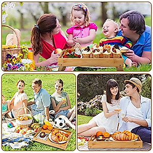 Moretoes 2pcs Bed Tray Table for Eating, Bamboo Breakfast Food Tray with Foldable Legs and Handles Serving for Bed Breakfast Eating Sofa Laptop Desk Snack Tray