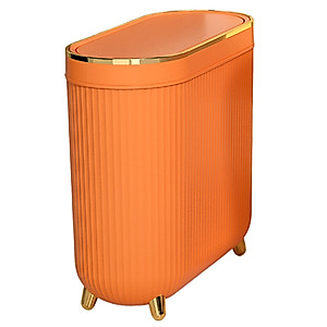 Peosaard Bathroom Trash Can,Smart Garbage Can with Automatic Touchless Lid,3.2 Gallons Waterproof Trash Bin,Plastic Waste Basket for Bedroom, Office, Living Room(Orange)