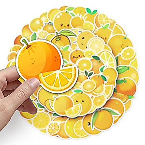 QUTA Orange Stickers Pack, 50PCs, Aesthetic Vinyl Kids Fruit Sticker Decals, Stickers for Hydro Flask, Laptop, Water Bottle, Stickers for Kids, Toddlers, Teens, Girls, Adults, Bumper Car Planner Stickers. Orange