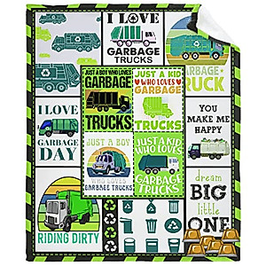 Citrasena Flannel Fleece Super Soft Cozy Blanket I Love Garbage Trucks Lightweight Warm Throw Blanket for Couch Living Room Bed Sofa Travel 50"x40" for Kid