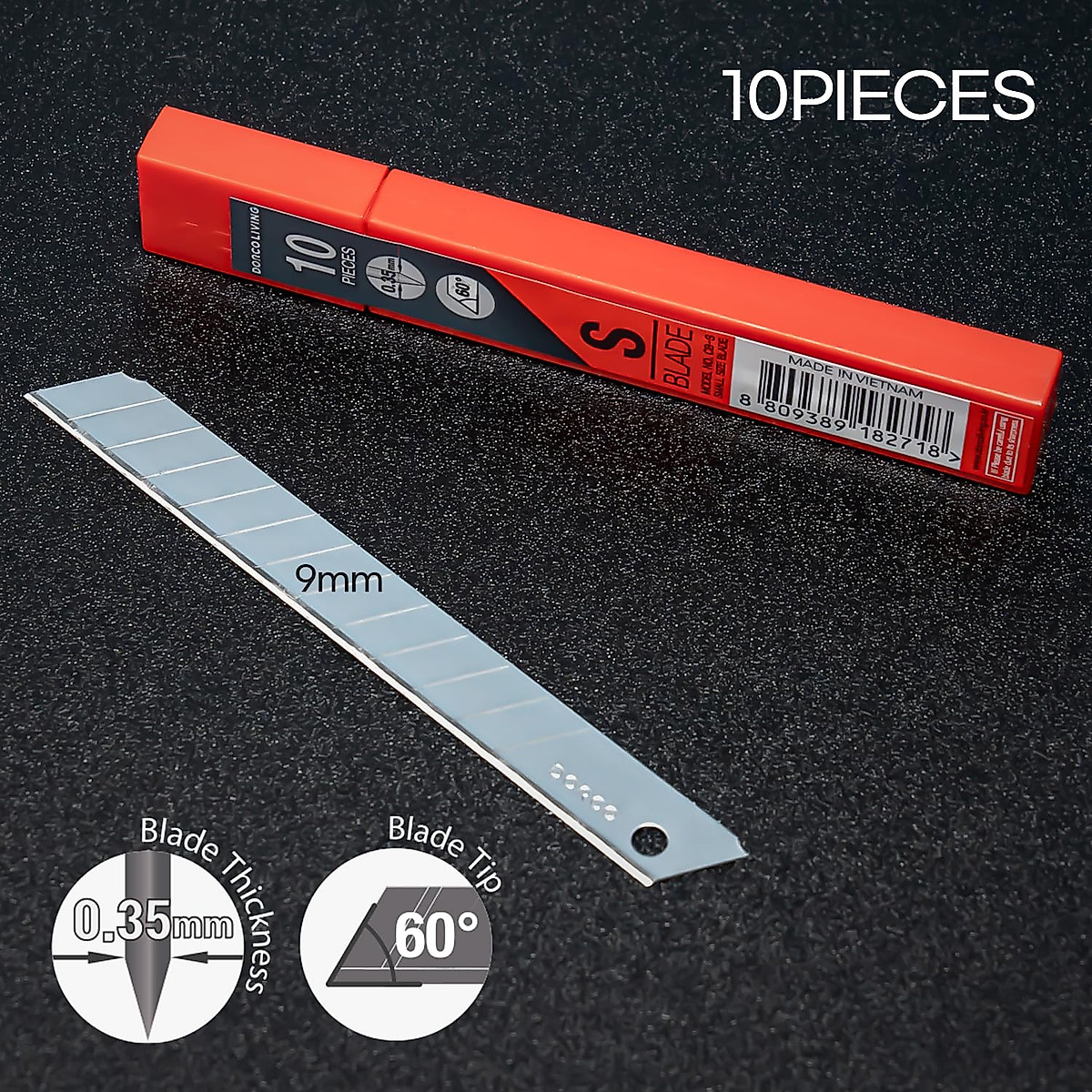 DORCO Professional S403 9mm Snap-Off Cutter Knife + Precision 9mm (11 Blades) | Premium Quality Aluminum Die-Cast Body | Auto-Lock & Safety Block System