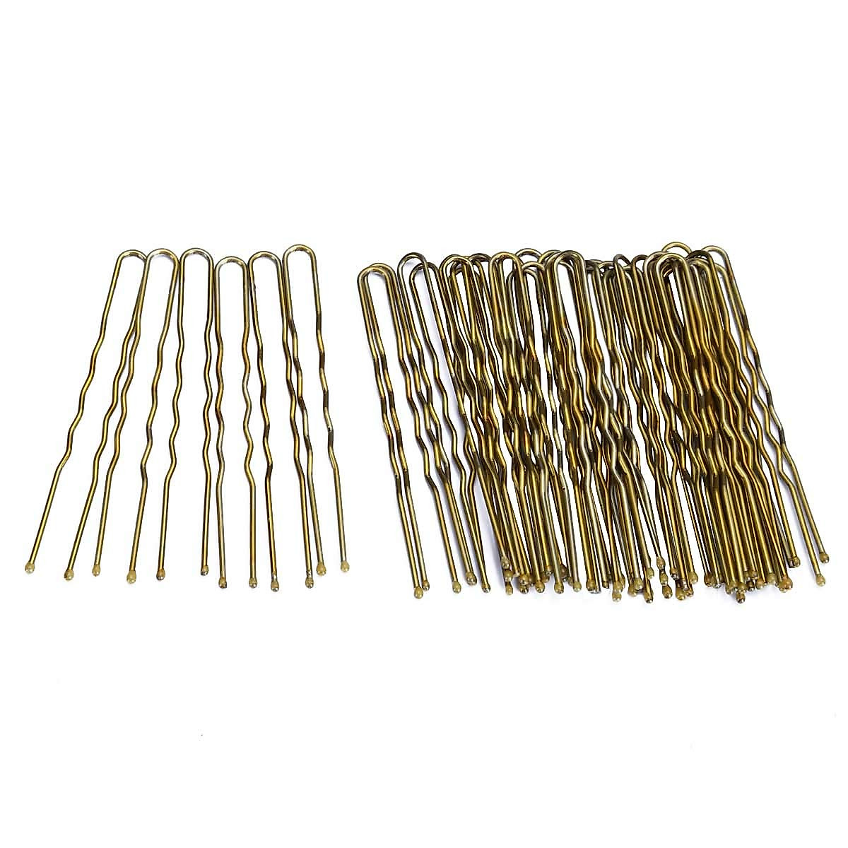 300 Bun Hair Bobby Pins U Shaped Pin with Box Hair Grips to Clip Ballet Hair Net for Women 6 CM/2.3 inch Golden