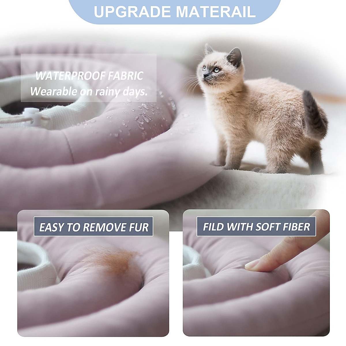 Docutca Soft Cat Cone Collar, Cat Recovery Collar, Cute Donut Cat Cone Alternative After Surgery with Adjustable Neck Strap,Comfy Pet Pillow Cone for Small Dog, Kitten