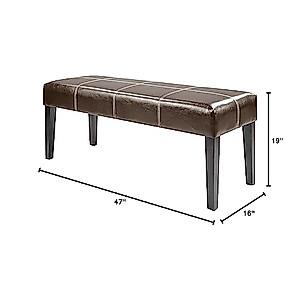 CorLiving Antonio Bench in Dark Brown Bonded Leather, 47-Inch