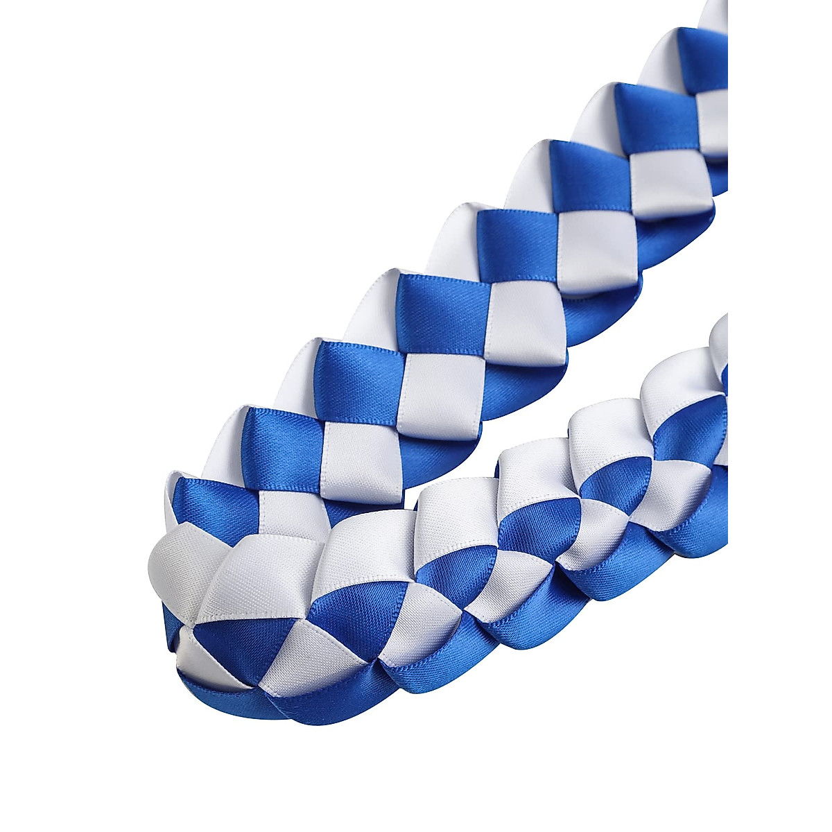 TFTAFAN Graduation Lei Graduation Ribbon Lei Necklace 2023 Graduation Necklace Braided Necklace Graduation Gift Party Accessories for Women and Men (blue and white, 12)