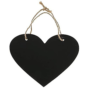 8.6 x 7 InchHanging Wooden Blackboard Erasable Message Chalkboard with String for Signs, Weddings, Parties, Home, Garden Decorations,3 Pcs (Heart Shaped)
