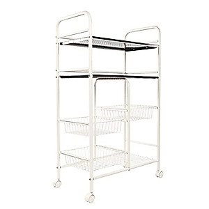 CXDTBH Cannes Double Row Metal Mesh Basket Cart Storage Shelf Rack Multi-Functional Kitchen Cabinet Coffee