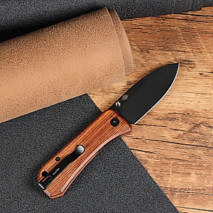 WeKnife Banter Pocket Knife for EDC, Ben Petersen Folding Knife with 2.9" CPM S35VN Steel Blade Cuibourtia Wood Handle, Titanium Thumb Stud Opener 2004K (Wood)