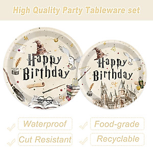 Magical Wizard Birthday Party Supplies Magical School Decorations for Kids Boys Birthday Magic Wizard Themed Plates Napkin Cups Disposable Tableware Set Serves 20 Guests