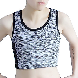 JARAZIN Women Tomboy Elastic Band Colors Chest Binder Tank Top (Medium, Light Grey)