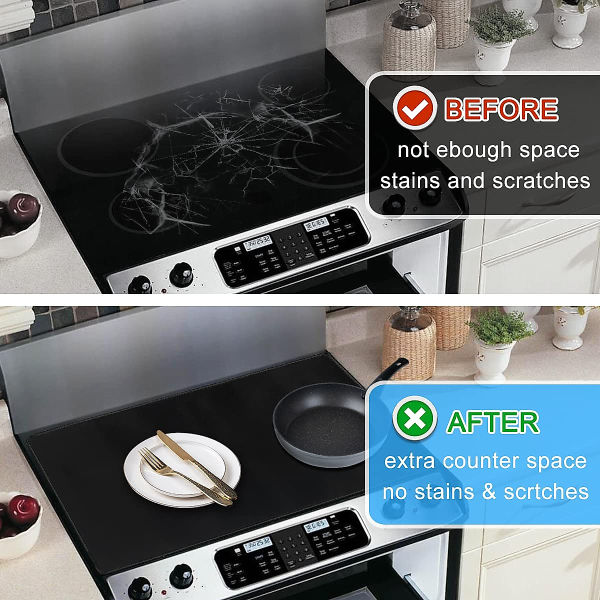 Stove Top Covers for Electric Stove Thick Natural Rubber Glass Stove Top Cover Prevents Scratching Heat Resistant Flat Top Oven Cover