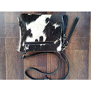 Cowhide Purse Crossbody Handbag Clutch Black White Cow Hide Hair on Calf Hide Leather Fur | Women Cowhide Crossbody Purse Bag Medium