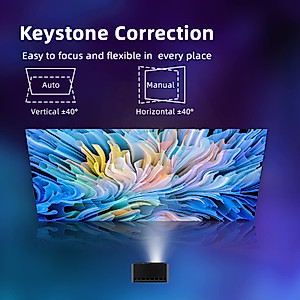 AMOOWA Mini Projector with WIFI and Bluetooth for iphone , Portable Small Projector 7000 mAh Battery Powered ,Wireless DLP 200 ANSI Lumens for Outdoor travel , Camping Office, Android TV 2G +16G BALCK