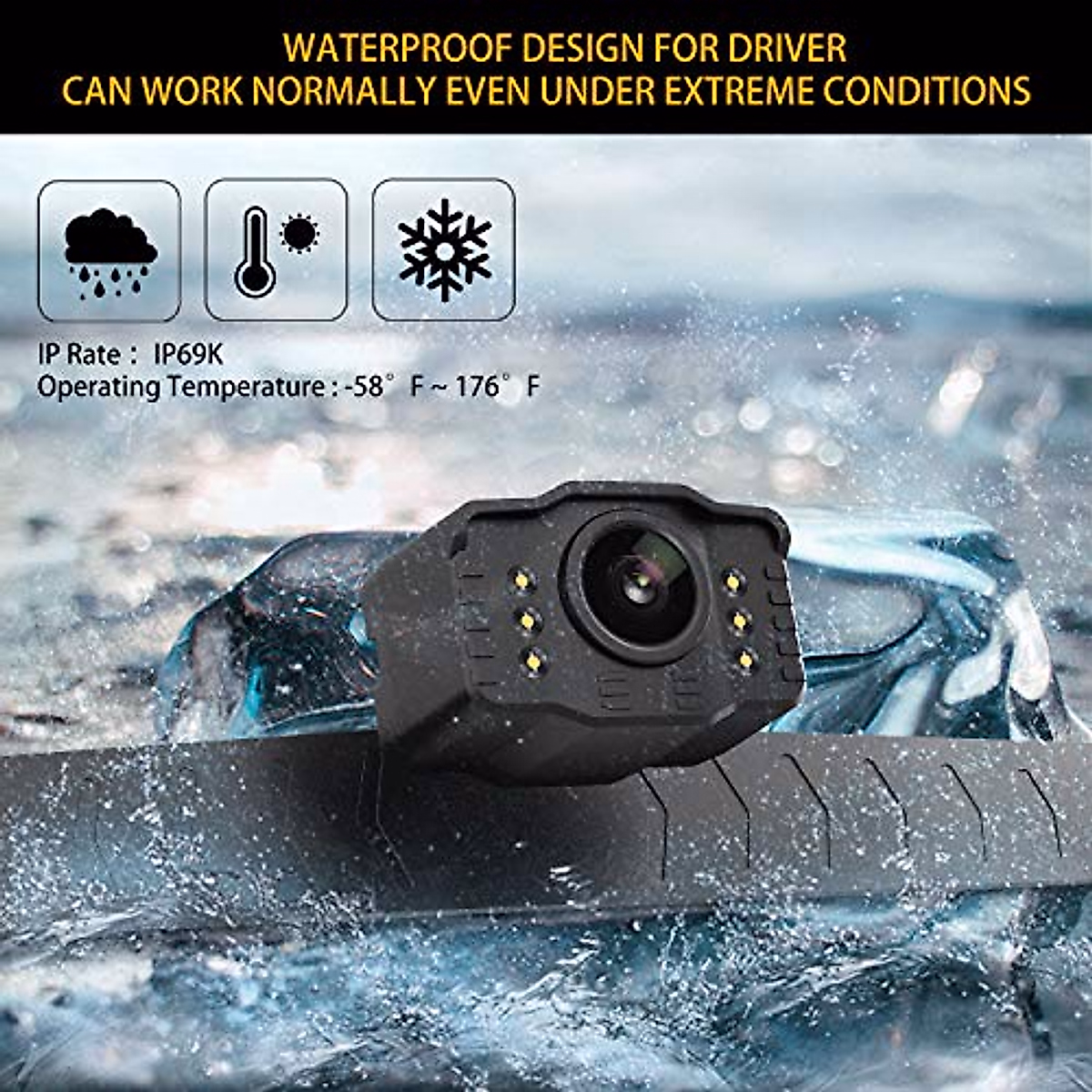 Xroose S2 HD Wired Backup Camera, 149° Wide Field of View License Plate Camera, IP69 Waterproof LED Colored Night Vision Rear-View Camera for Reversing/Driving Car Pickup SUV Truck