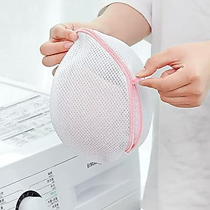 Jeffdad 3 Pack Bra Washing Bag For Laundry, Mesh Wash Bag For Bras with Zipper, Women Lingerie Bags Wash For Washing Delicates(Pink Green Grey)