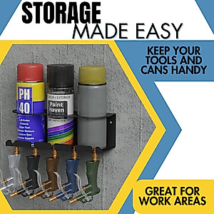 Koova Wall Mount Air Tool Holder with 3 Aerosol Can Storage - Durable Metal Construction - Made in USA - Includes Hardware for Garage & Workshop Organization