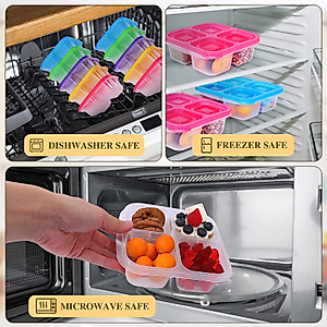 Zebbtne 5Pack Bento Snack Boxes,4 Compartment Snack Containers,Reusable Divided Meal Prep Container for Adults,Bento Snack Food Containers with Lids for Work Travel Picnic,5 Classic Colors