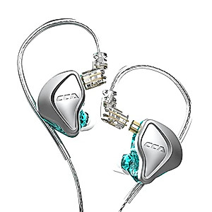 CCA NRA in-Ear Monitor,6.8mm Magnetostatic Driver+10mm Dynamic Driver HiFi in-Ear Earphone, Zinc Alloy Metallic Resin Housing HiFi Wired Earphone IEM Earbuds(No Mic, Silver) …